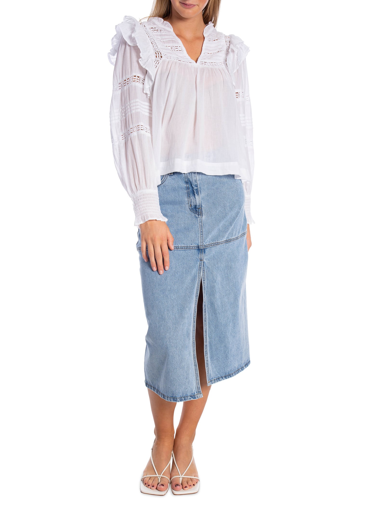 MINIMUM KJOL ERIN LIGHT BLUE